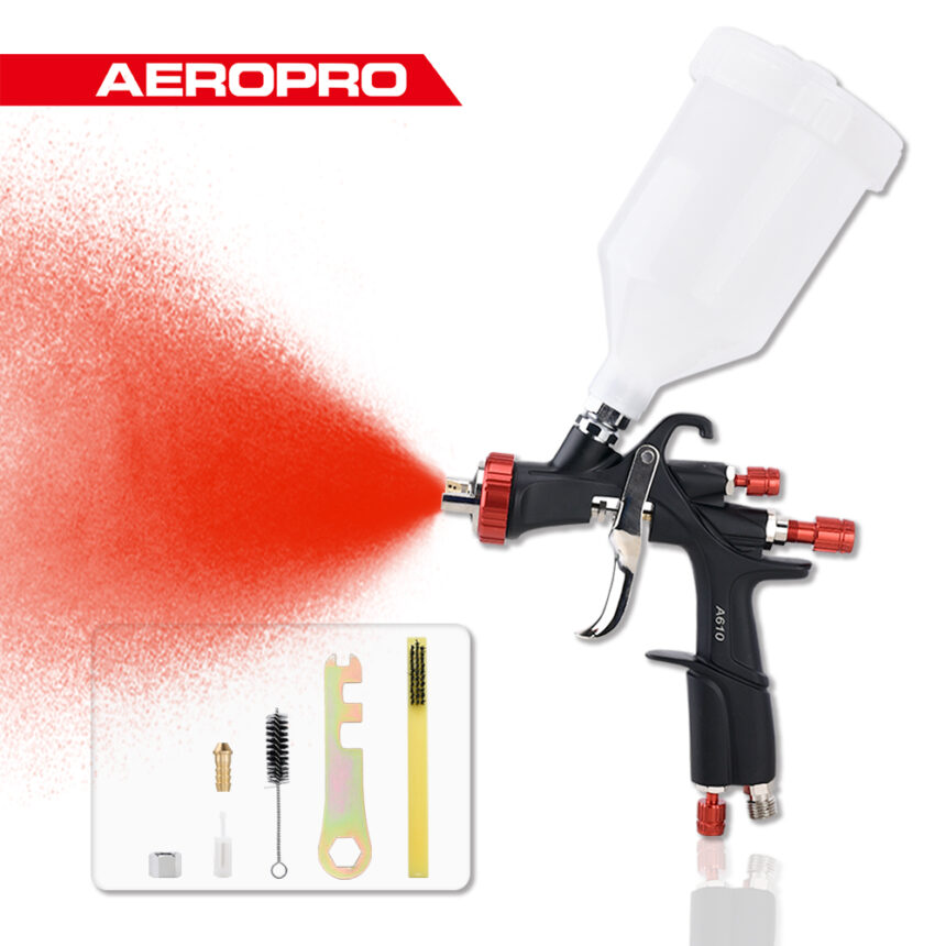 AEROPRO R500 Spray Gun A610 1.3mm Nozzle 600CC LVLP Gravity Feed Car ...