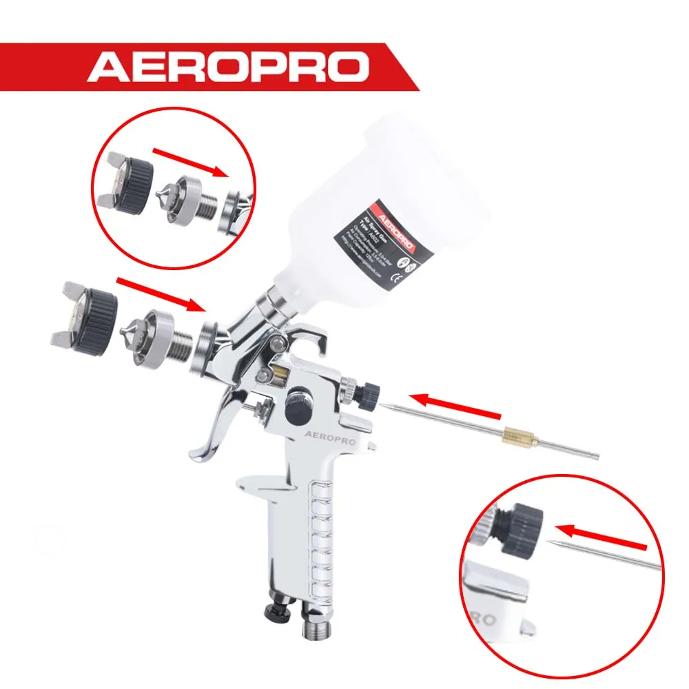 AEROPRO A602 HVLP Spray Gun 0.8/1.0mm Nozzle Needle Air Cap Original ...
